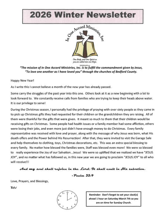 2026 Newsletters - In One Accord Ministries, Inc.